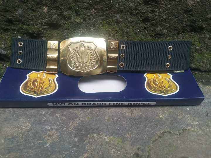 kopel rim satpam / security hitam dus biru tali & timang tebal | Lazada ...