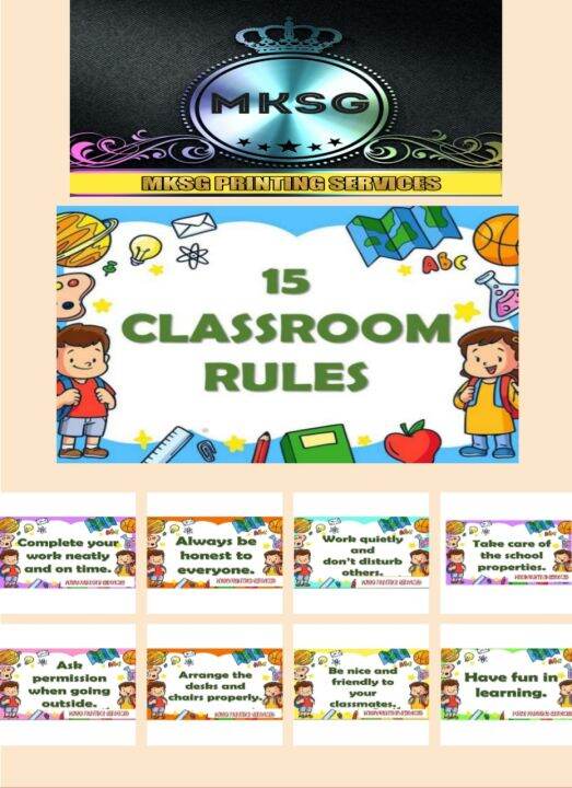15 CLASSROOM RULES LAMINATED A4 SIZE and 5R size | Lazada PH