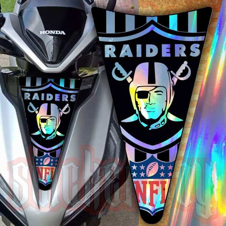Honda click Front sticker hologram Laminated Raiders NFL logo high ...