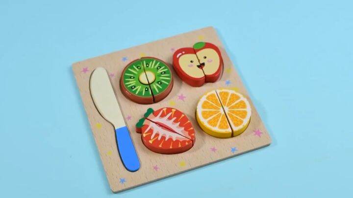 Puzzle Potong Buah Sayur dan Meronce | Wooden Cutting Fruit Toy ...