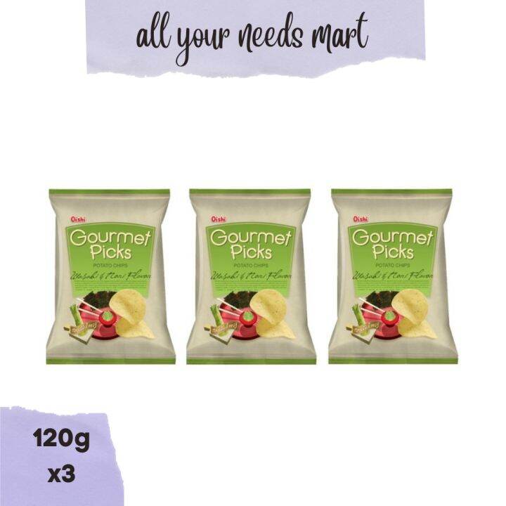 Oishi Gourmet Picks Potato Chips Wasabi and Nori, 120g x3 | Lazada PH