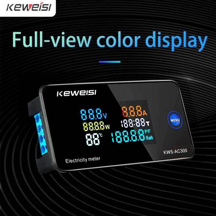 Keweisi Power meter digital KWS AC300 20A 6in1 watt ampere volt display ...