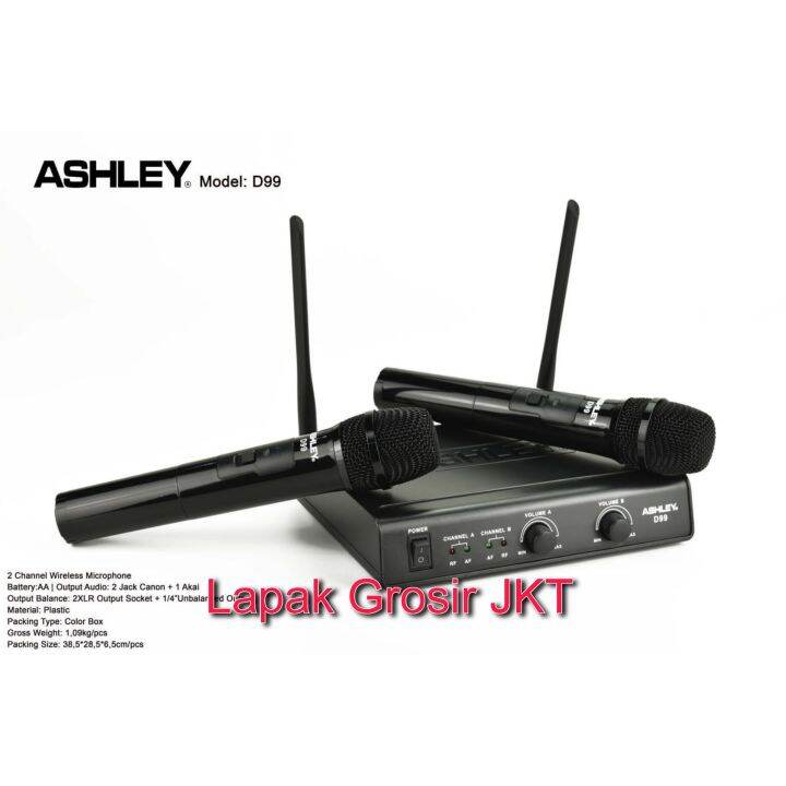 MIC WIRELESS ASHLEY D99 D 99 DUA MIC PEGANG VOKAL ORIGINAL | Lazada Indonesia