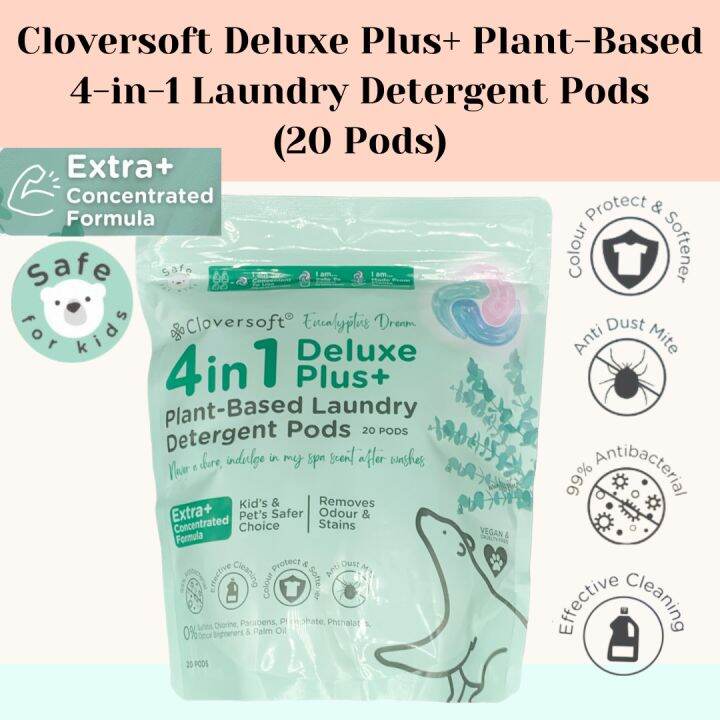 Cloversoft Deluxe Plus+ Plant-Based 4-in-1 Laundry Detergent Pods ...