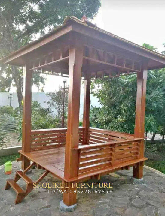 Saung Gazebo Minimalis kayu jati lokal | Lazada Indonesia