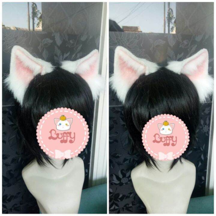 Bando kucing cat ears realistic nekomimi white daily cosplay halloween ...