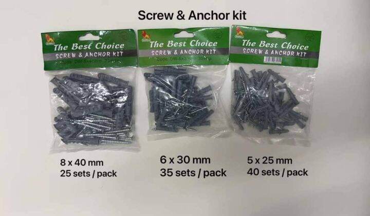 Duwell Screw with expansion Tox Set 25mm 30mm 40mm per pack Heavy Duty By Beatus Merchandise ...