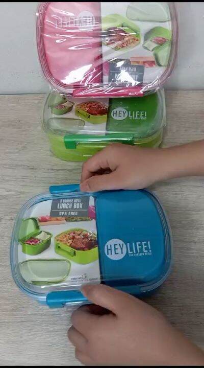 Kotak Makan Lunch Box Grid Heylife Kapasitas 900ml Kotak Makan