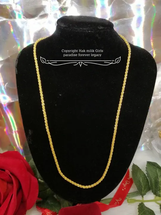 RANTAI LEHER EMAS SUASA ORIGINAL DENGAN SALUTAN EMAS 24K DAN COP 916 RANTAI EMAS BANGKOK RANTAI ...