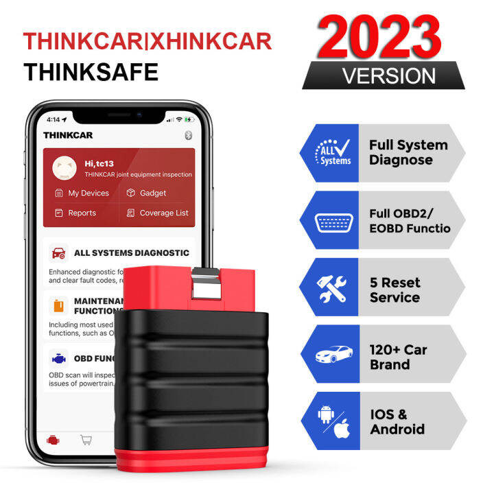 Thinkcar Thinksafe OBD2เครื่องสแกนบลูทูธรถเครื่องอ่านโค้ดทุกระบบสแกน5รีเซ็ต OBD 2เครื่องมือ ...