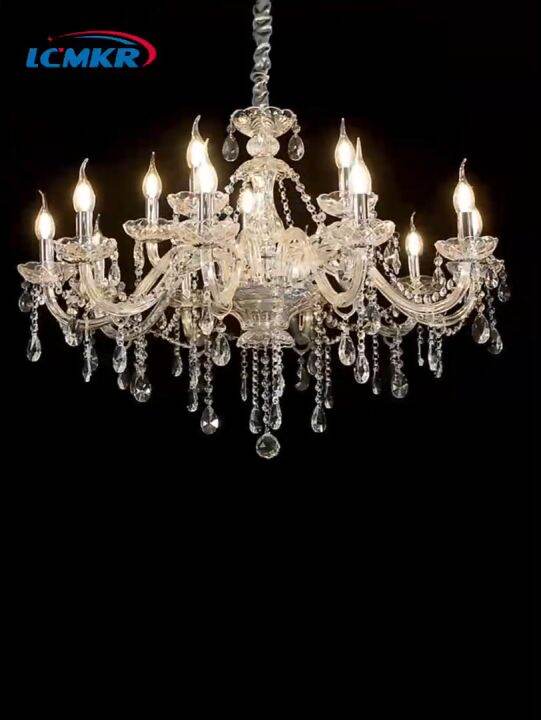 LCMKR โคมไฟเพดาน LED โคมไฟระย้าคริสตัล โคมไฟตกแต่งห้องนั่งเล่นหรูหรา โรงแรมวินเทจสำหรับห้องนอน ...