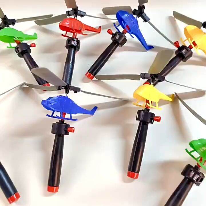 Pull Line Helicopter Pull Rope Helicopter Flying Toy Stringline Small ...