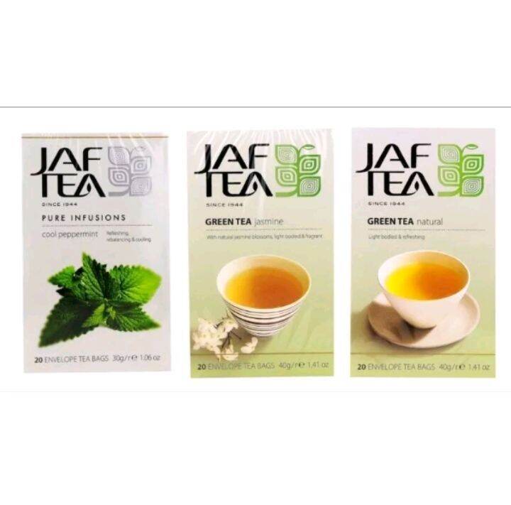 JAF TEA GREEN TEA NATURAL, JASMINE, COOL PEPPERMINT 20 TEA BAGS (40g ...