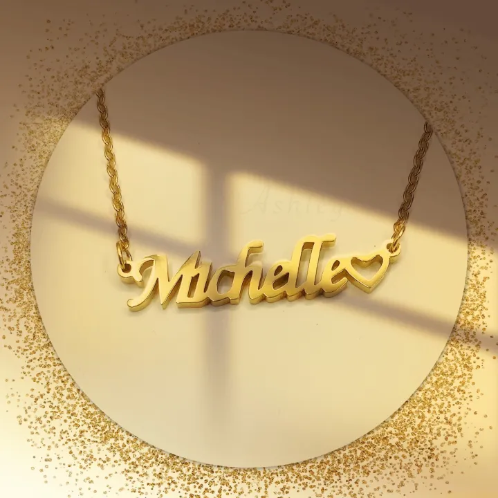 Michelle Personalized Name Stainless Plated Gold Necklace 18inch/45cm ...