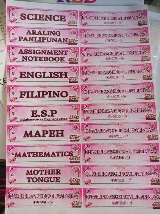 SUBJECT NAME LABEL STICKER | Lazada PH