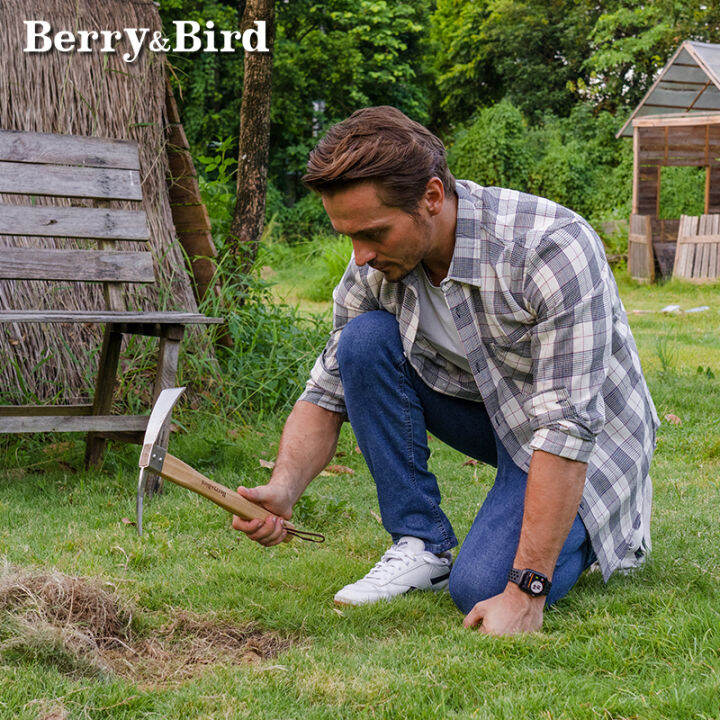 Berry&Bird พลั่วสแตนเลสจอบมีด้ามจับไม้เครื่องมือปลูกต้นไม้สนามสำหรับขุด ...