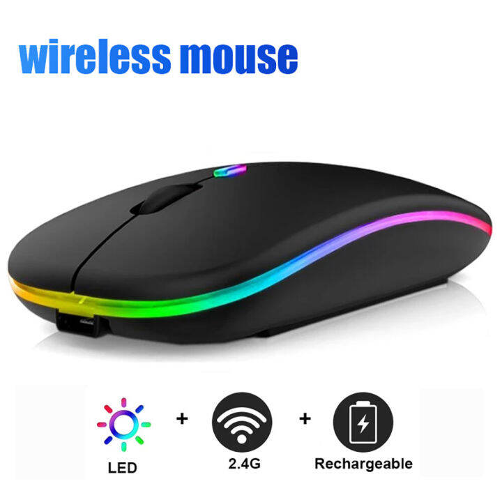 Wirless Bluetooth RGB Mouse USB Rechargeable Mice Ergonomic Gaming ...