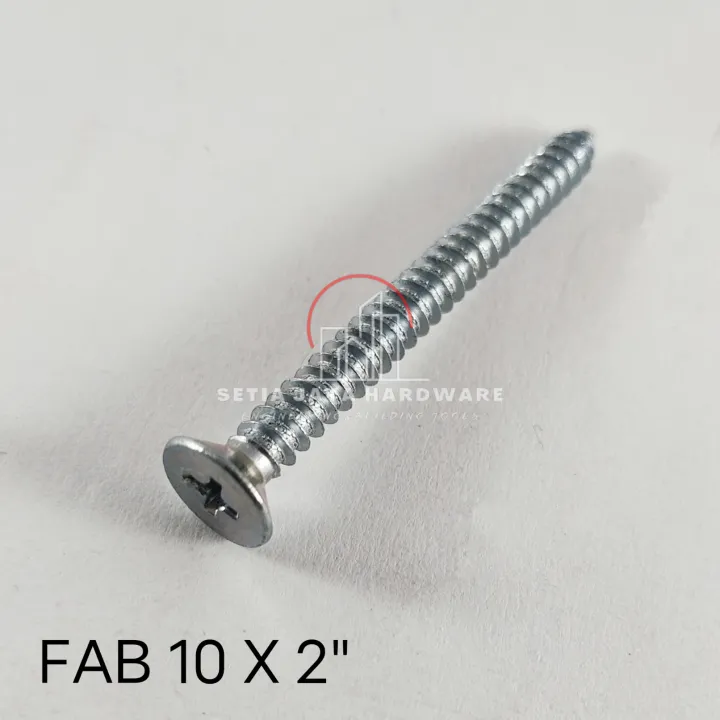 25 Pcs Sekrup Fab 10 X 2 Fab 10 X 2 Inch Sekrup Putih Kusen Alumunium Sekrup Putih