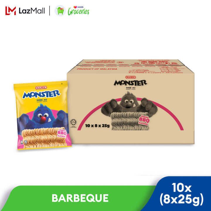 [CARTON] MAMEE MONSTER FAMILY PACK BBQ 10X(8X25G) | Lazada