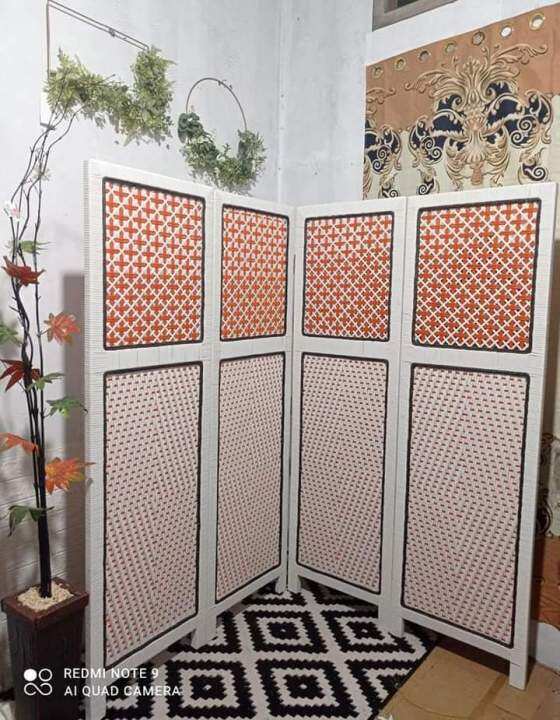 ( COD )Sketsel Partisi Penyekat ruangan portable rotan sintetis 4 daun ...