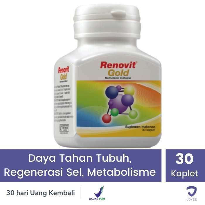 RENOVIT GOLD 30 KAPLET MULTIVITAMIN & MINERAL FUNGSI PENGLIHATAN MEMORI ...
