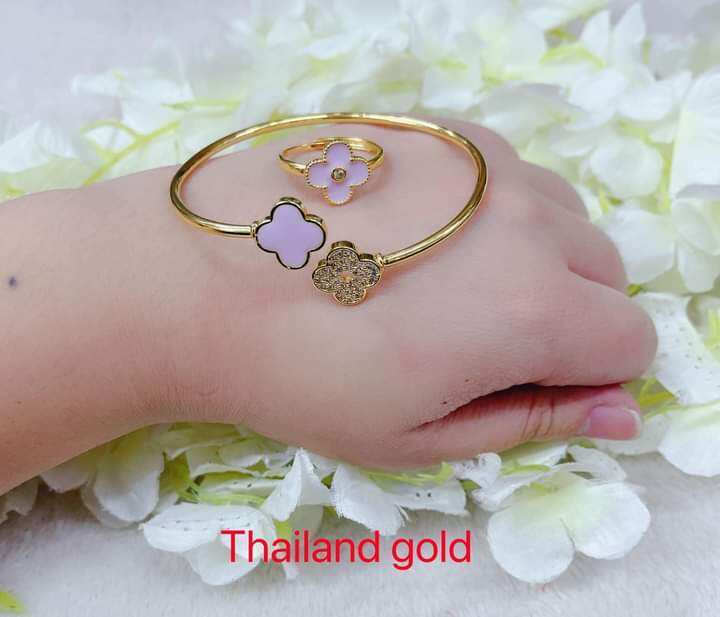 Thailand Gold Plated Bangle and Ring Set Four Leaf clover Accessories for Women | Lazada PH