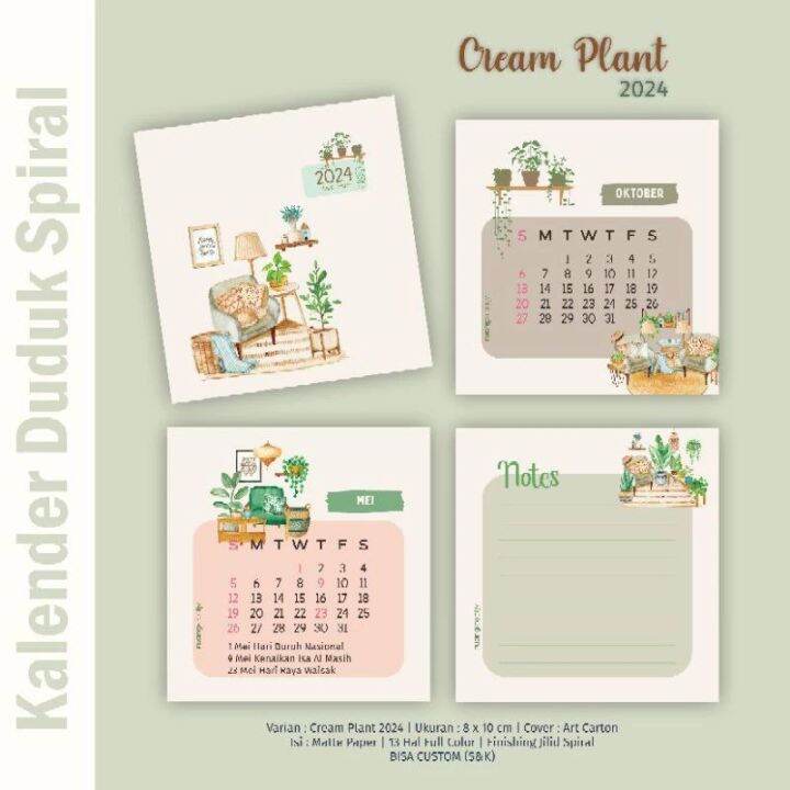 Kalender 2024 Estetik Karakter Rainbow Plant | Lazada Indonesia