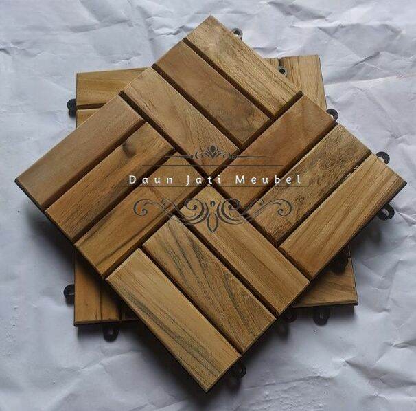 GROSIR LANTAI KAYU PARKIT - DECKING TILE KAYU JATI UKURAN 30X30 ...