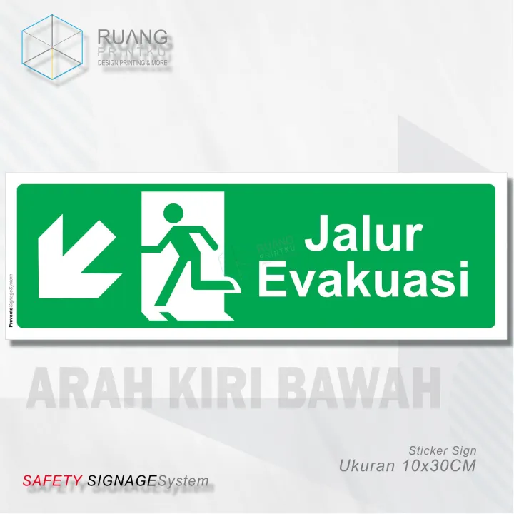Sticker Emergency Safety Sign Rambu Jalur Evakuasi Arah Pojok Kiri ...