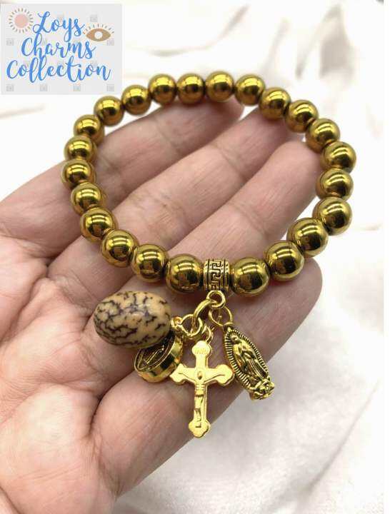 Buto Ng Sinukuan Jesus Christmilagrosastbenedicthematite Gold Bracelet Kontra Inggit