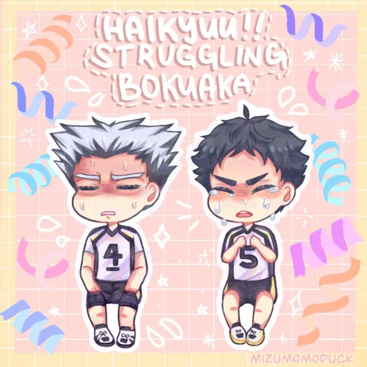 Haikyuu!! Bokuto and Akaashi Struggling Bokuaka Waterproof Matte Vinyl ...