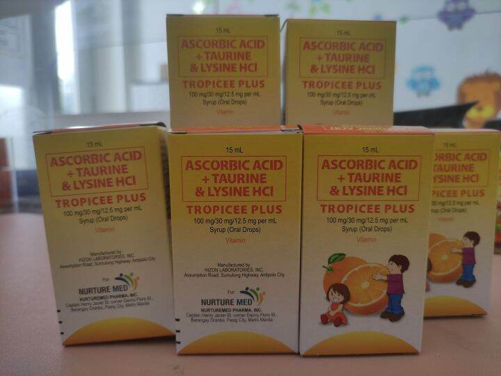 ASCORBIC ACID + TAURINE & LYSINE HCI (TROPICEE PLUS) 100mg/30mg/12.5mg ...