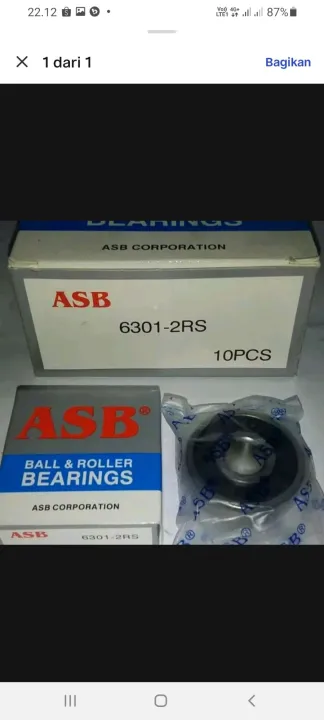 Ball bearing 6301 2RS ASB | Lazada Indonesia