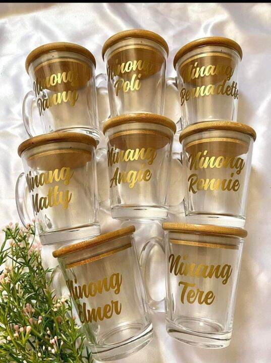 PERSONALIZED CLEAR MUG WITH SEALD WITH ACCETATE BOX AND RIBBON(WASHABLE ...