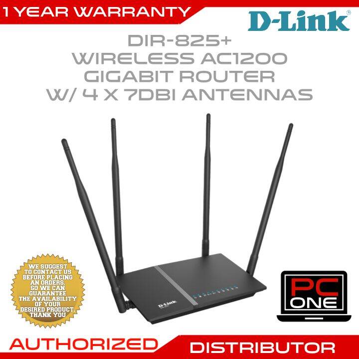 D-Link Wireless AC1200 Gigabit Router w/ 4 x 7dbi Antennas DIR-825 ...