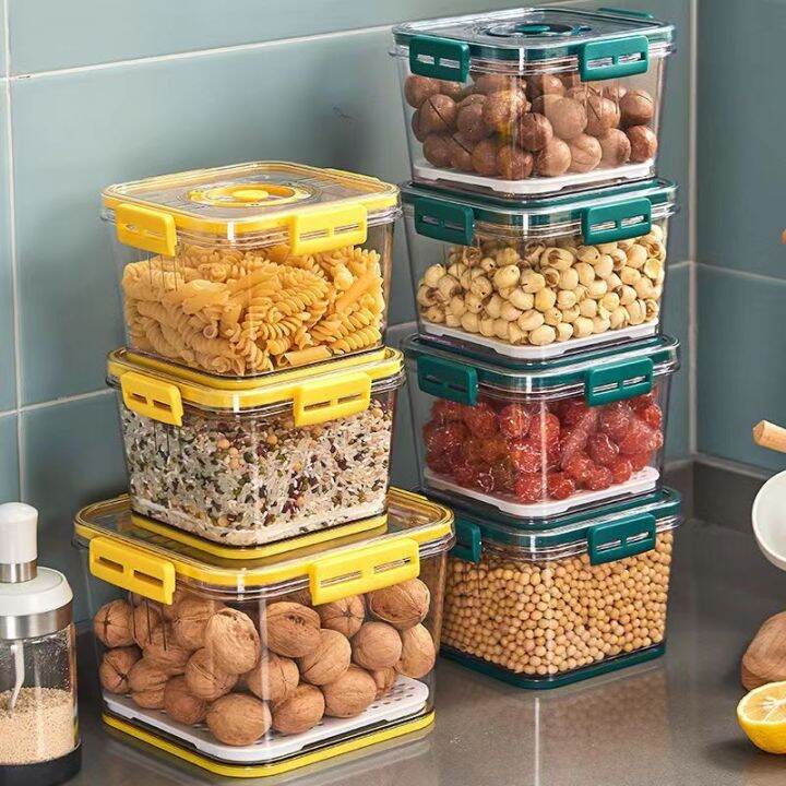 (Set Of 3) Transparent Square Refrigerator Storage Box Stackable ...