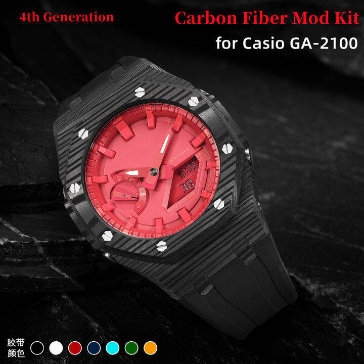 Carbon Fiber Case & Silicone Strap for Casio G-Shock GA2100 Luxury AP ...