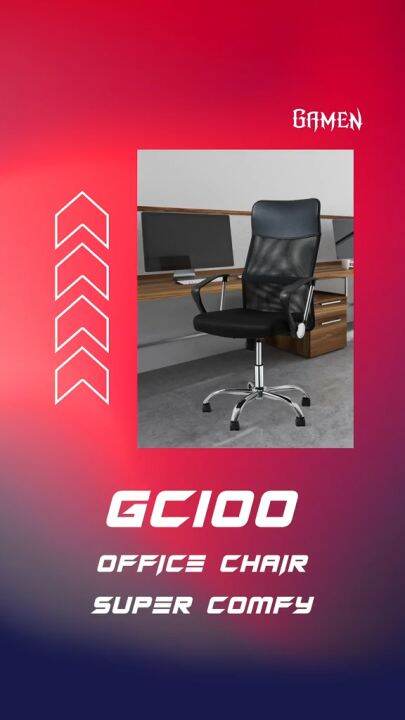 Gamen Kursi Kantor / Gaming Office Chair GC100 Tahan Berat 150 Kg Load bearing black Garansi 1 ...