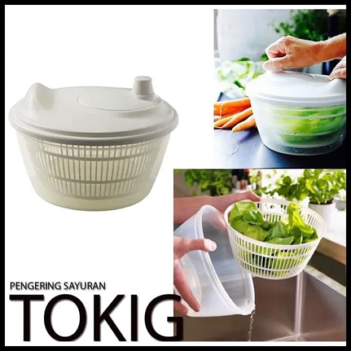 TKIG Salad Spiner Pengering Sayuran dan Buah warna Putih Estetik ...