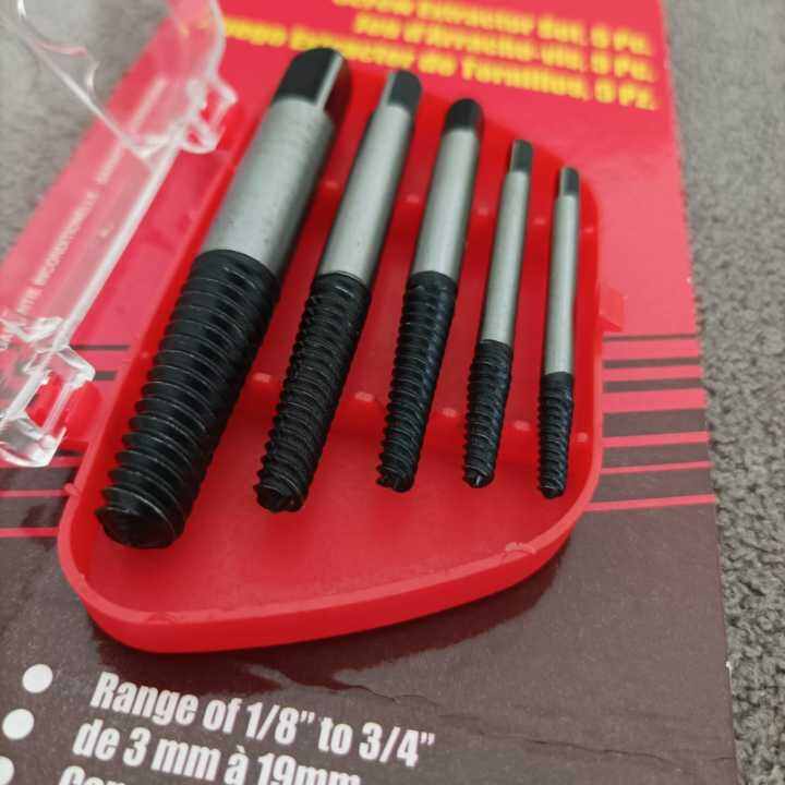 screw extractor set 5 pcs tap balik atau alat untuk melepas baut rusak ...