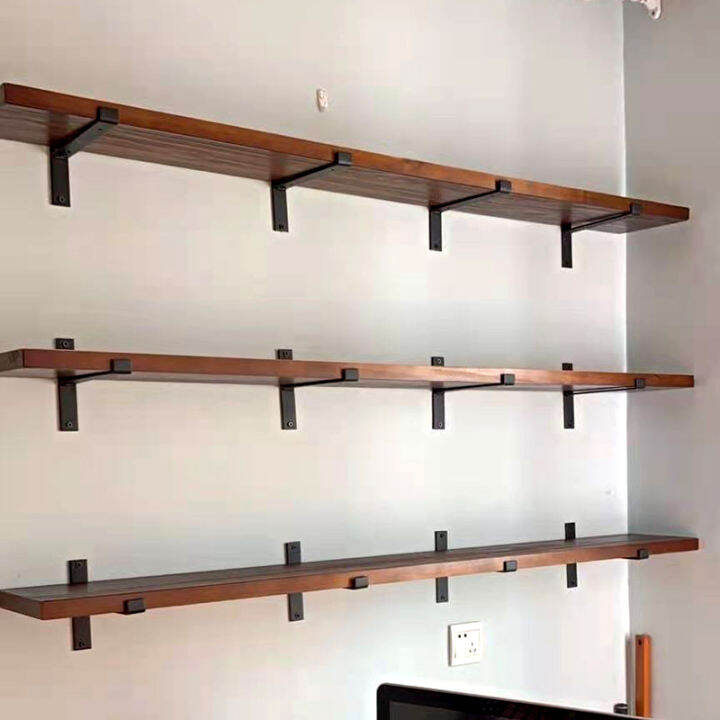 Wall-Mounted Storage Rack Solid Wood Shelf Flat Partition Wall ...