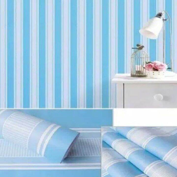 wallpepar stiker dinding/salur biru 45x10 pvc | Lazada Indonesia