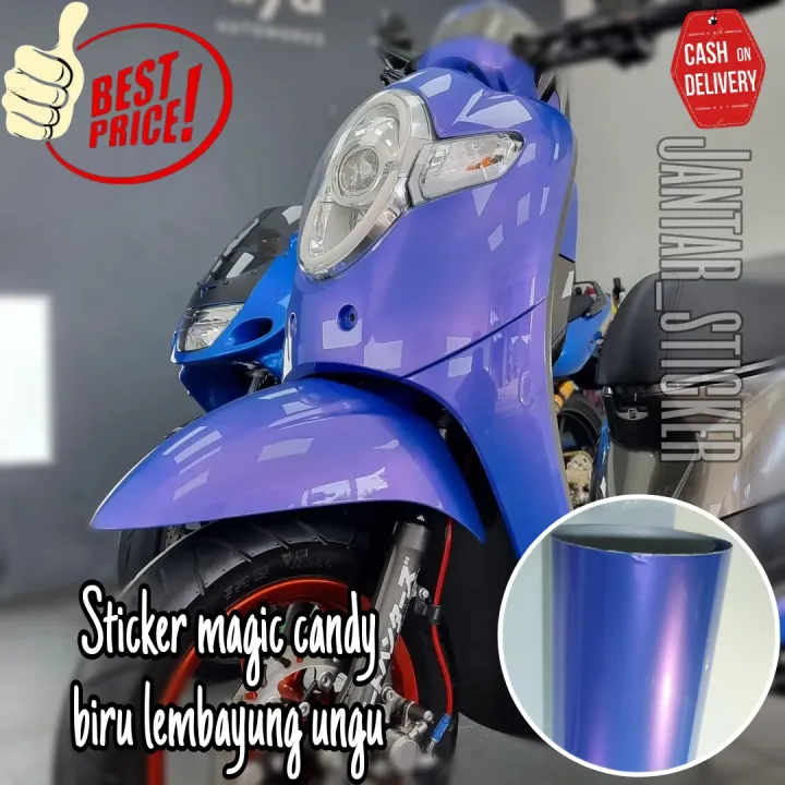 Stiker skotlet biru Lembayung ungu sticker scotlite magic candy biru ...