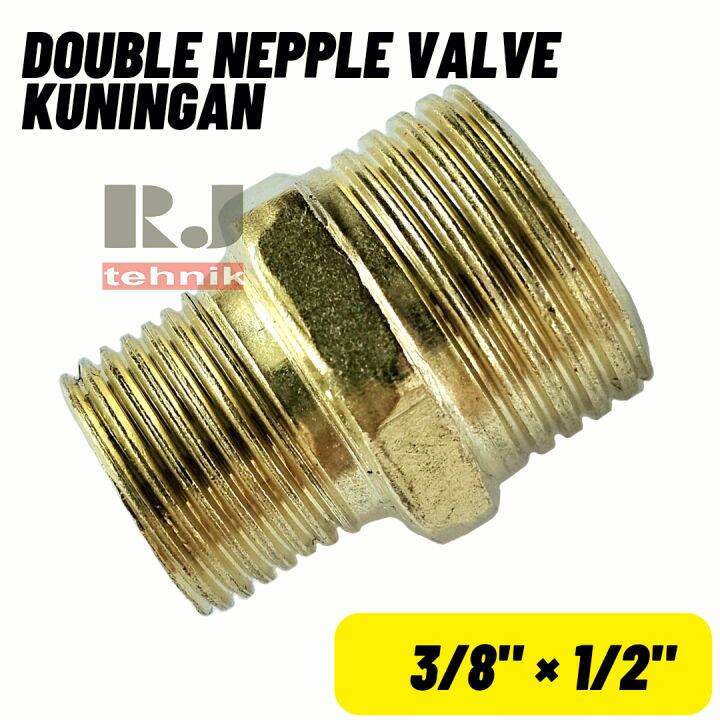 Double Nepel Nipple Nepple Brass Kuningan 3/8" × 1/2" Dobel Nepel Drat ...