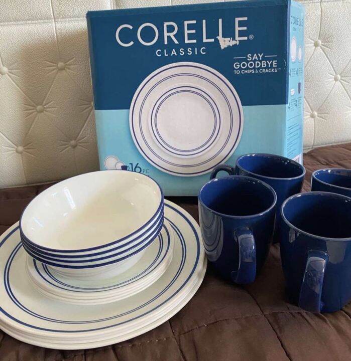 Discontinue Corelle Classic Cafe Blue 16-Piece Dinnerware Set | Lazada