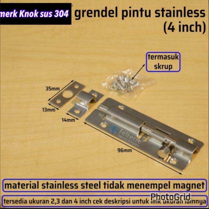 GRENDEL PINTU 4 INC/ 10 CM SELOT PINTU DOOR BOLT PINTU 4 INCH STAINLESS ...