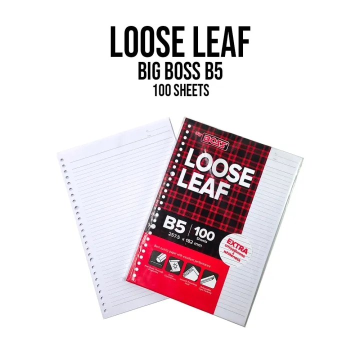 Kertas File Binder B5 Bergaris Warna Putih LOOSE LEAF BIG BOSS Refill Isi Ulang Kertas Motif ...