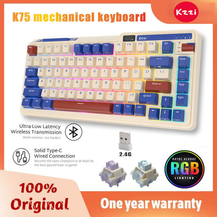 KZZI K75PRO Gasket Structure Tri-mode RGB Wired Bluetooth 2.4G Wireless ...