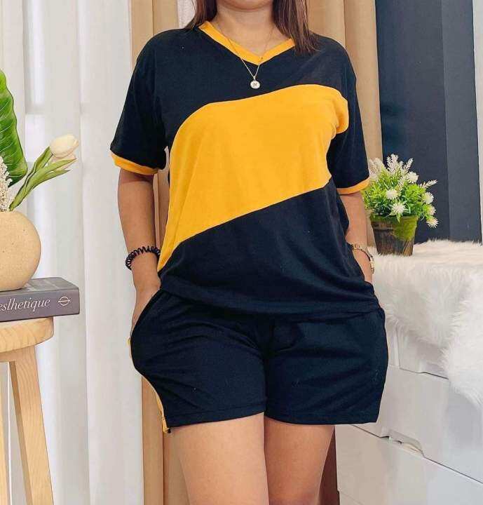 Lamiros.ph: SLANT V-NECK T-SHIRT & SHORT TERNO SET | Lazada PH