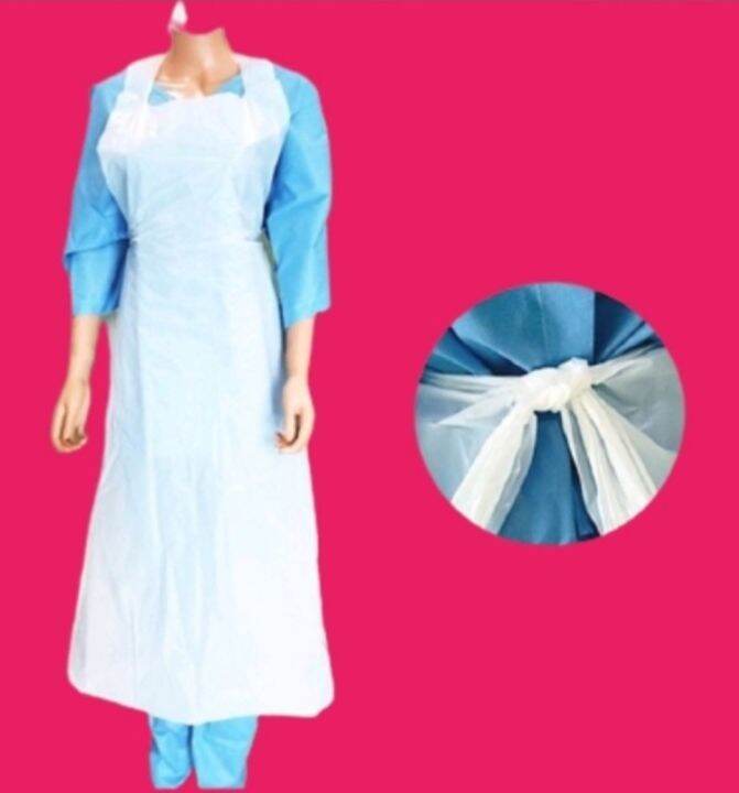 Plastic Apron PE Apron 100pcs 140 cm x 80 cm white Apron plastik pakai ...